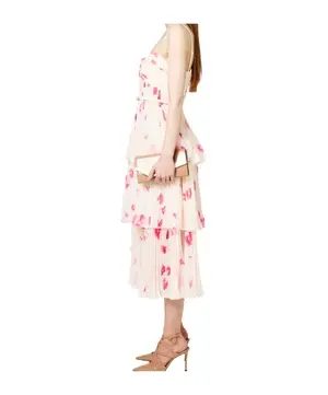 SELF-PORTRAIT Printed Tiered Midi Dress