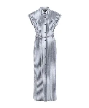 Barbour Striped Shirt Dress With Belt - Gray
