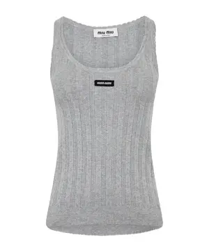 Miu Miu Textured Knit Vest - Grey