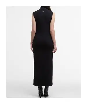 Barbour Sleeveless Midi Dress With Stand-up Collar And Zip Fastening