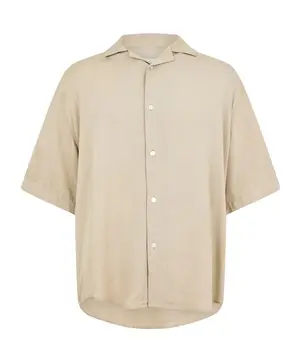 AMI Paris Short-sleeve Camp Collar Shirt - Nude