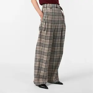 Burberry Plaid High-waisted Wide-leg Pants