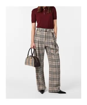 Burberry Plaid High-waisted Wide-leg Pants