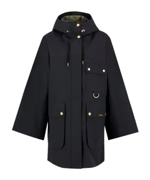 Barbour Long-sleeved Casual Jacket With Zip Closure And Hood - Black