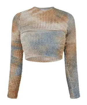 Off-White Tie-dye Cut-out Long Sleeve Top - Multicolor