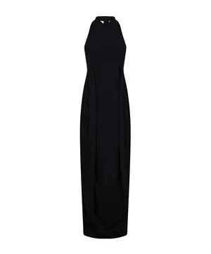 Givenchy Draped Crepe Halter Neck Gown - Black