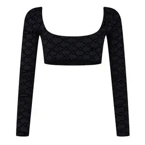 Off-White Monogram Long Sleeve Crop Top