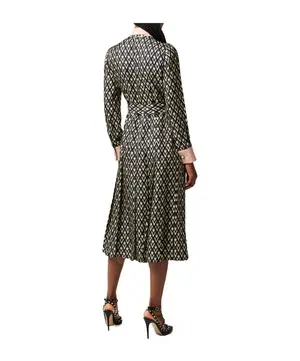 Valentino Garavani Vlogo Geometric Print Midi Shirt Dress With Belt