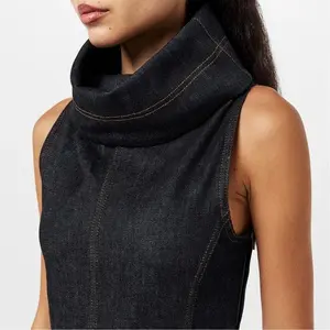 Jacquemus Sleeveless High Neck Denim Dress