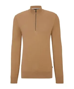 Hugo Boss Quarter-zip Mock Neck Fine-gauge Knit Sweater - No