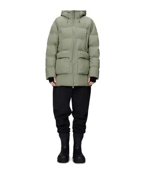 Rains Zippered Quilted Cotton Jacket With Drawstring Hood