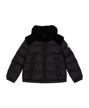 Moncler Quilted Down Jacket With Shearling Collar