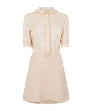 Valentino Garavani Crepe Couture Mini Dress With Ruffled Lapel And Bow - Nude