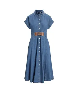 Ralph Lauren Denim Shirt Dress With Buckle Detail - Blue