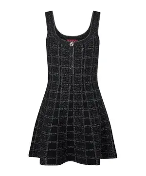 Gucci Lamé Check Jacquard Button Dress - Black