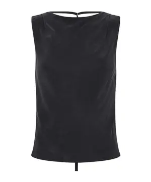 ST. AGNI Draped Open-back Blouse - Black