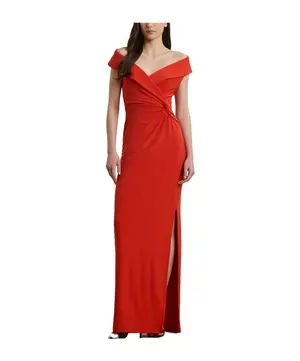 Ralph Lauren Sleeveless V-neck Gown - Red