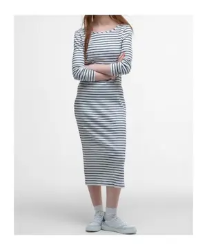 Barbour Long-sleeved Striped Midi Dress