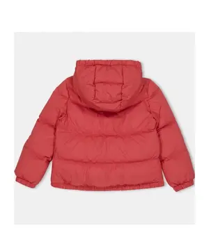 Moncler Logo Patch Hooded Down Jacket - Red