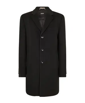 Hugo Boss Wool And Cashmere Coat - Black