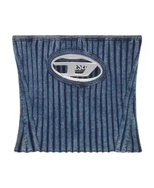 DIESEL® Logo Detail Ribbed Tube Top - Blue