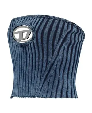 DIESEL® Logo Detail Ribbed Tube Top - Blue