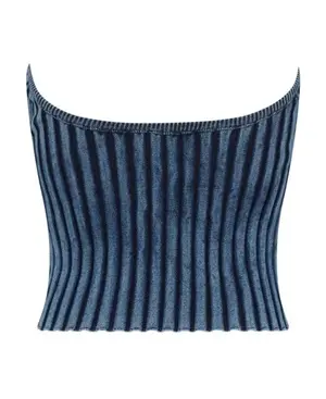 DIESEL® Logo Detail Ribbed Tube Top - Blue