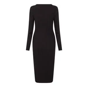 Off-White Ribbed Knit Midi Dress