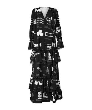 Off-White Printed Maxi Dress - Black