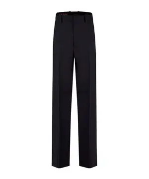 Gucci Plain Wool Wide Leg Trousers - Black