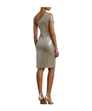 Ralph Lauren Metallic One-shoulder Draped Dress