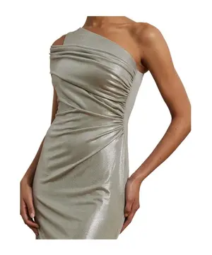 Ralph Lauren Metallic One-shoulder Draped Dress