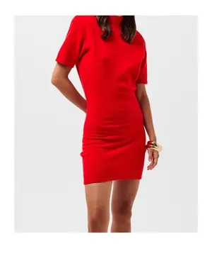 Jacquemus Short Sleeve High Collar Mini Dress