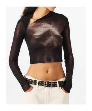 JEAN PAUL GAULTIER Long Sleeve Printed Mesh Top