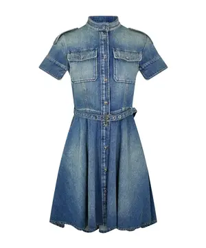 Alexander McQueen Denim Shirt Dress - Blue