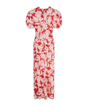 Victoria Beckham Gathered Floral Midi Dress