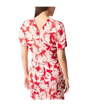 Victoria Beckham Gathered Floral Midi Dress