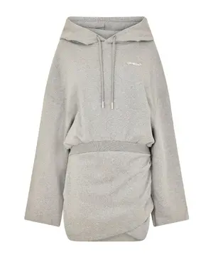 Off-White Hooded Sweatshirt Dress