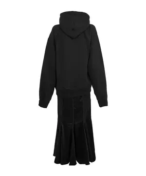 Off-White Satin Hooded Sweatshirt Dress