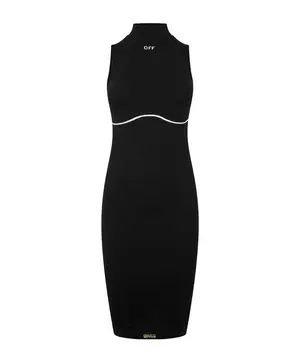 Off-White Fitted High Neck Midi Dress With Logo Detail