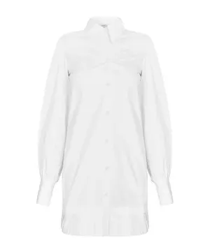 Off-White Pleated Shirt Dress - White