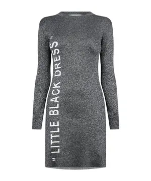 Off-White Slim-fit Dress With Graphic Detail - Gray