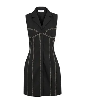 Off-White Suit Dress With Contrast Stitching