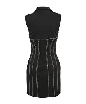 Off-White Suit Dress With Contrast Stitching