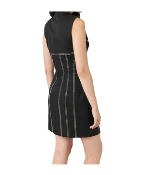 Off-White Suit Dress With Contrast Stitching