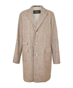 Hugo Boss Herringbone Wool Overcoat