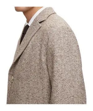 Hugo Boss Herringbone Wool Overcoat