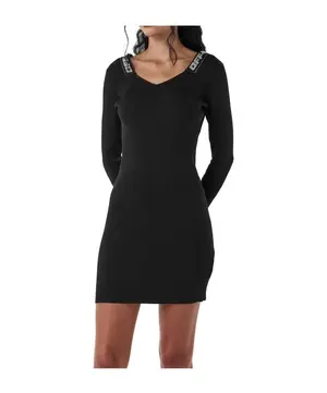 Off-White Long-sleeved Ribbed Mini Dress With Logo Detail