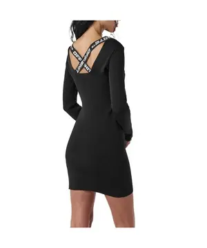 Off-White Long-sleeved Ribbed Mini Dress With Logo Detail