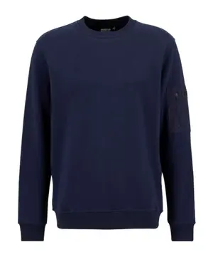 Barbour Grip Crew Neck Sweater With Zipped Pocket - Navy